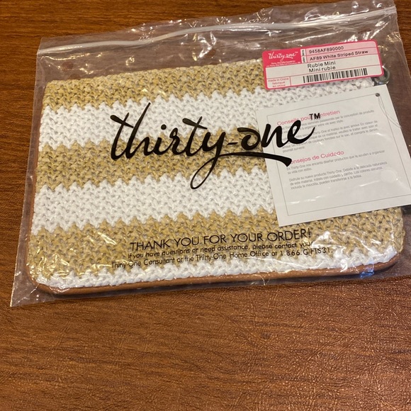 thirty-one | Bags | Thirty One Rubie Mini White Striped Straw | Poshmark